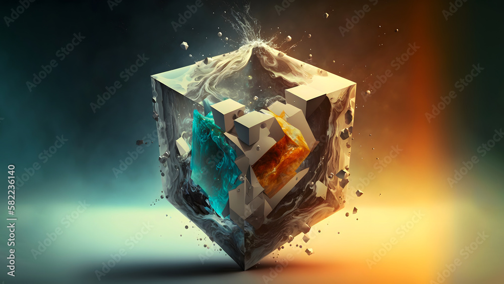 abstract cuboid representation of fourth dimension space, neural ...