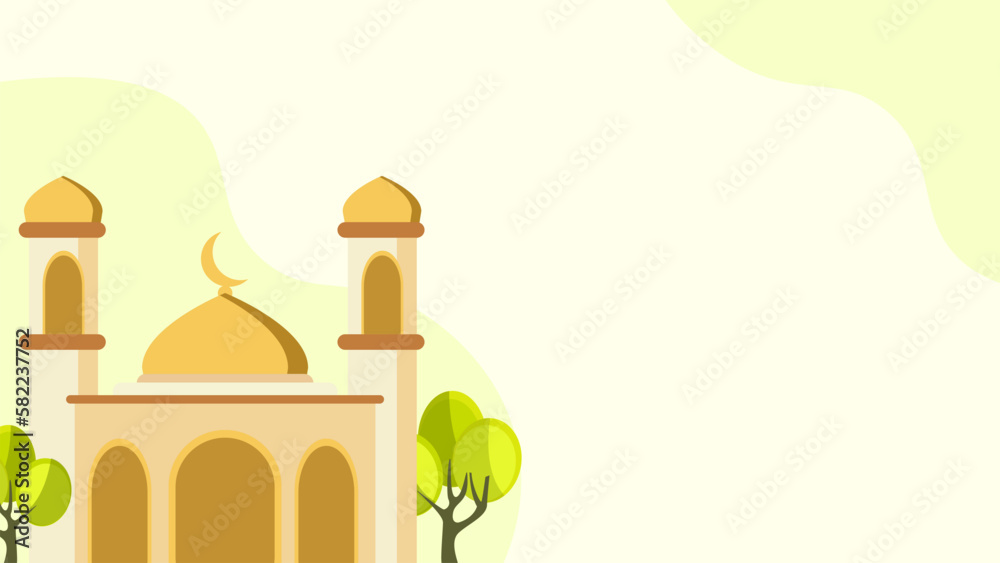 islamic background with mosque illustration, for web banner, cover ...