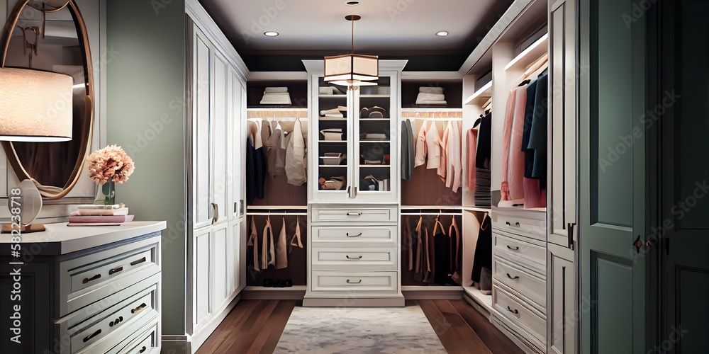 Walk-In Closet with Custom Cabinetry, Vanity Area, and Impeccable ...
