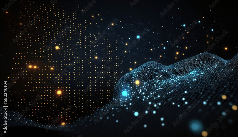 Network connection lines. Big data visualization. Template for ...