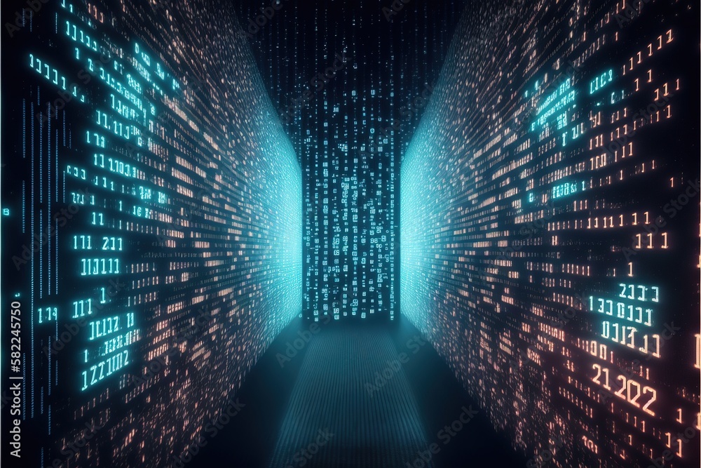 Network and internet communication technology concept, data center ...