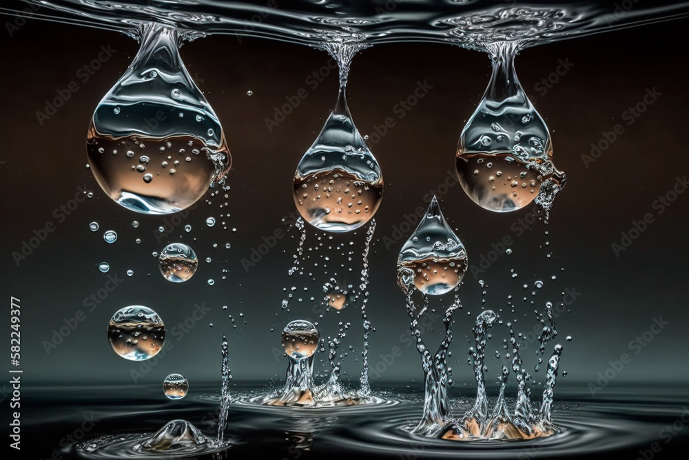 Water drops bouncing back after falling, creating a mesmerizing ...