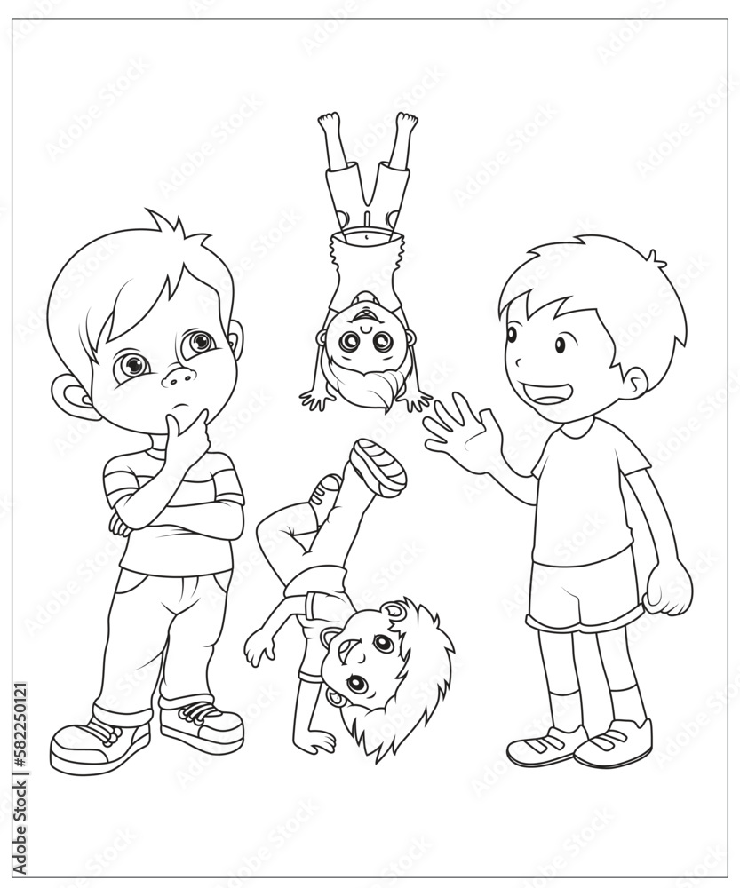 funny children activities coloring page for kids Stock Vector | Adobe Stock