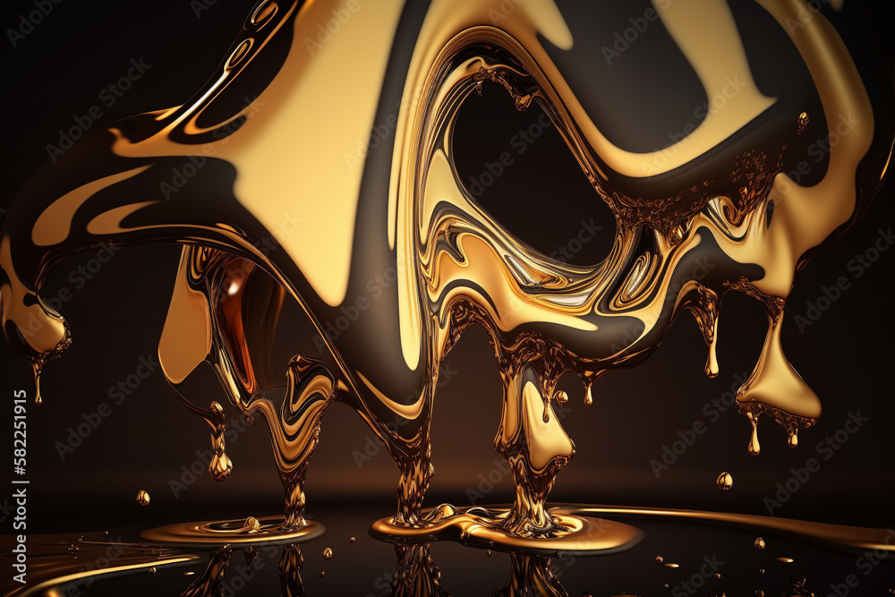 Fluid Melted Liquid Gold Texture. Melted Golden background artistic ...