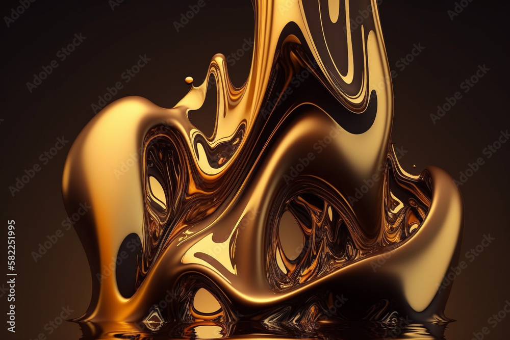 Fluid Melted Liquid Gold Texture. Melted Golden background artistic ...
