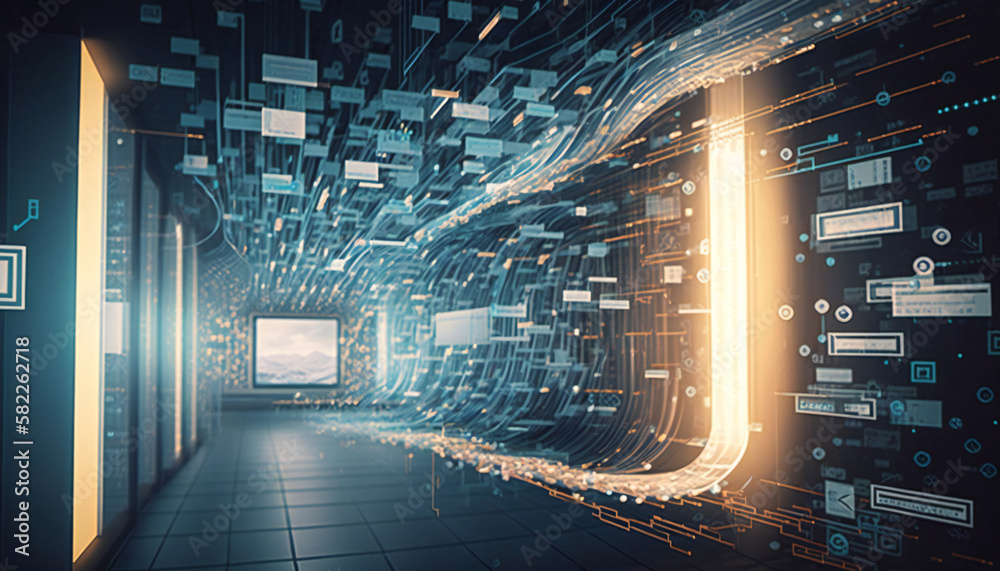 The abstract concept of big data is brought to life in this futuristic ...