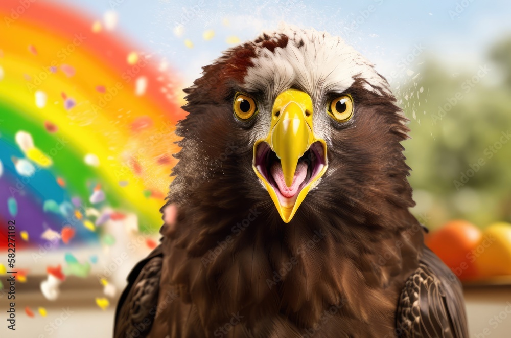 Eagle Rainbow Color Explosion In Awesome Style Generative AI Stock ...