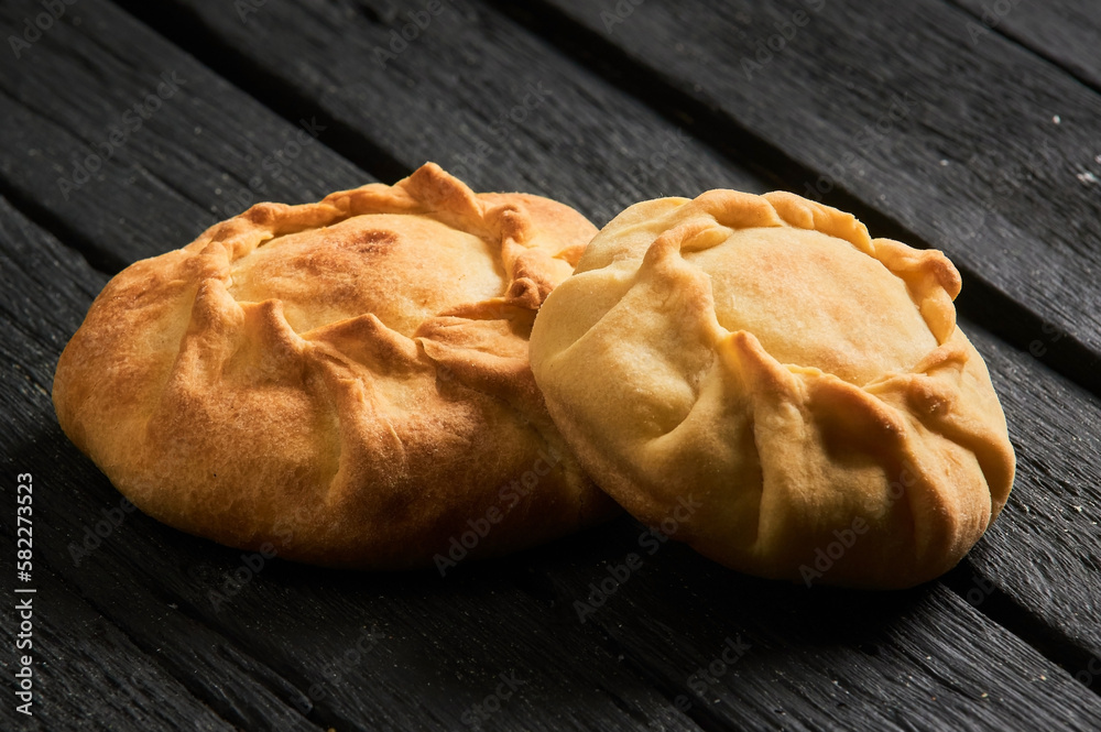 Tatar pie triangle echpochmak, Russian kurnik, delicious pastry with ...