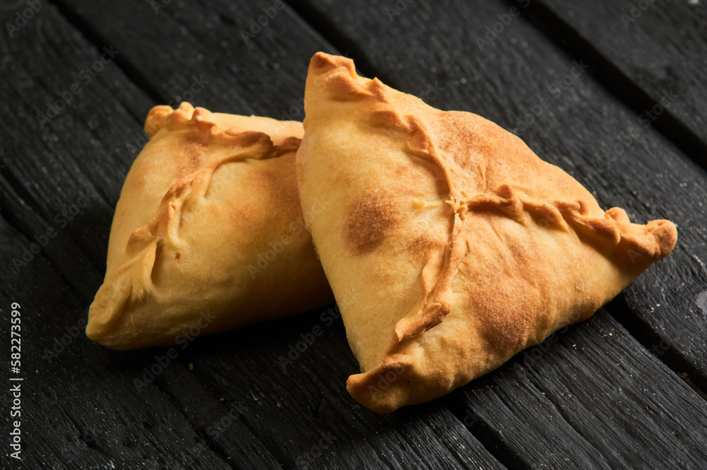 Tatar pie triangle echpochmak, Russian kurnik, delicious pastry with ...