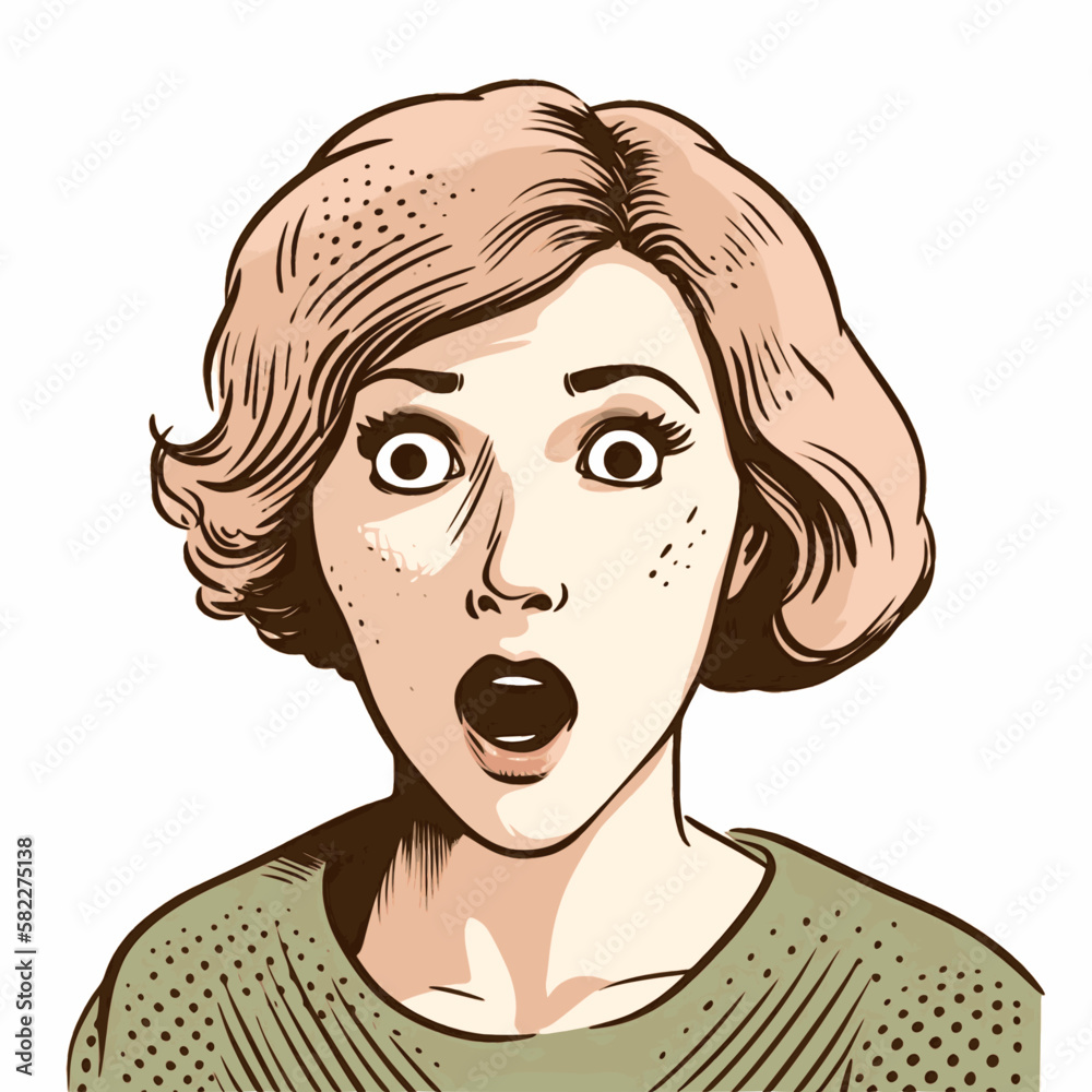 Shocked Young Lady Stock Vector | Adobe Stock
