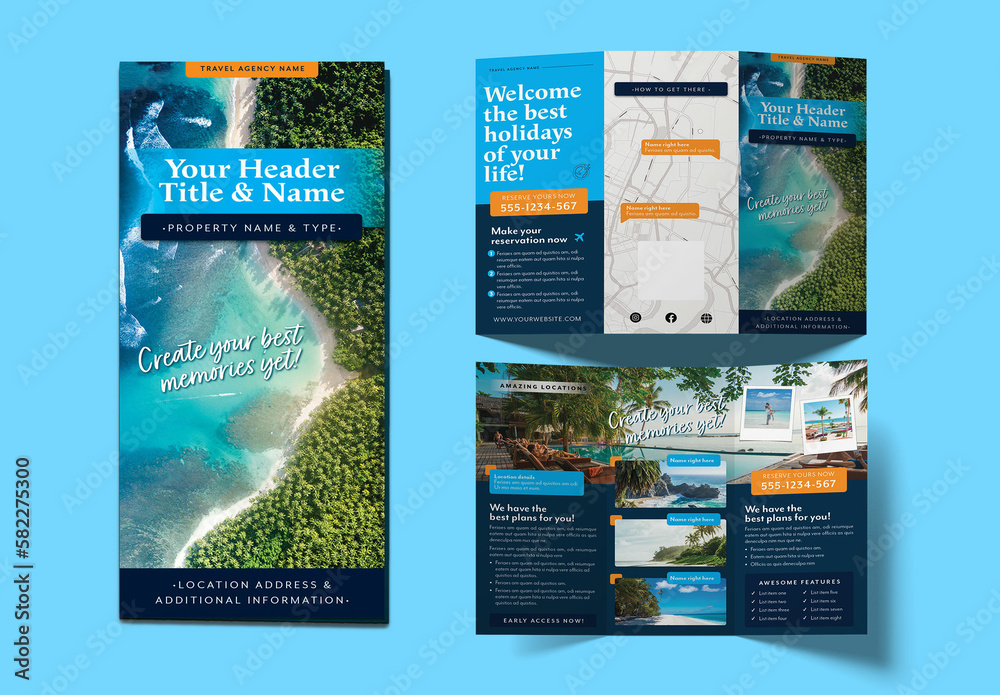 Travel & Tourism Vacation Brochure Stock Template | Adobe Stock