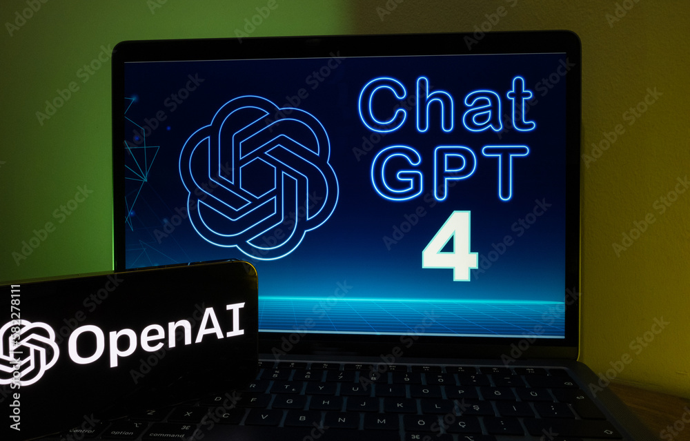 Chat Gpt 4 Logo on PC Screen, Openai Logo Mobile on Screen. Istanbul ...