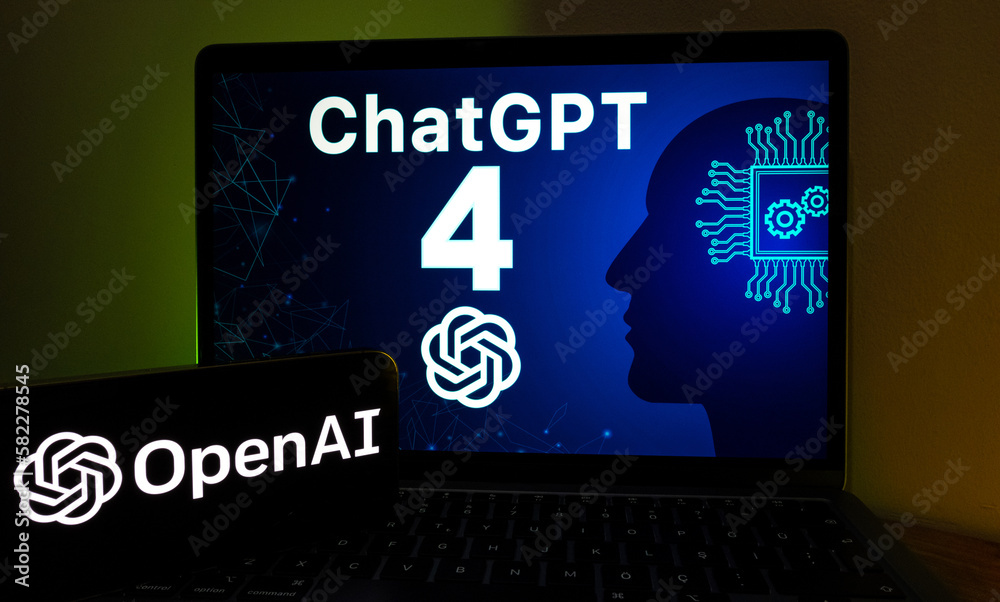 Chat Gpt 4 Logo on PC Screen, Openai Logo Mobile on Screen. Istanbul ...
