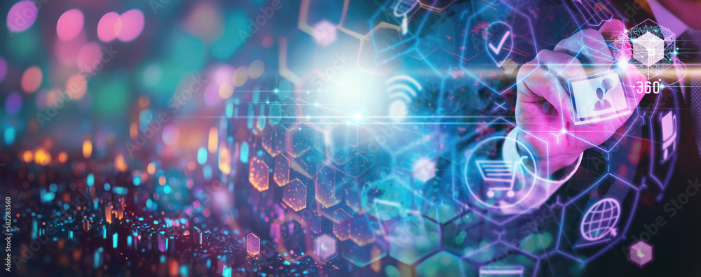 Metaverse digital cyber world technology concept businessman success ...