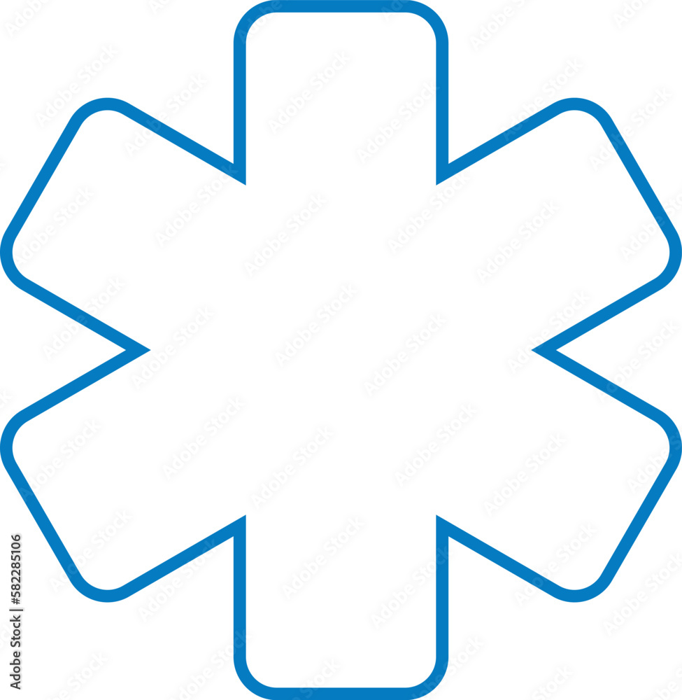 Medical symbol Star of Life outline sign isolated on white background ...