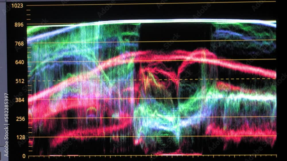 Color grading indicator graph on screen. RGB colour correction graphic ...