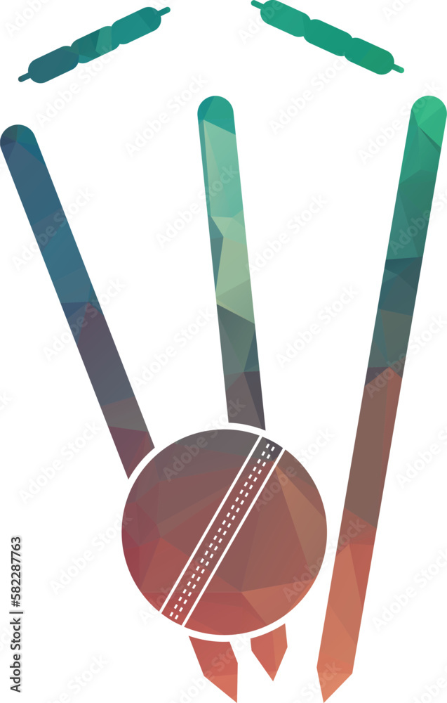 Cricket wickets and ball logo. Wicket and bails logo. Cricket ...