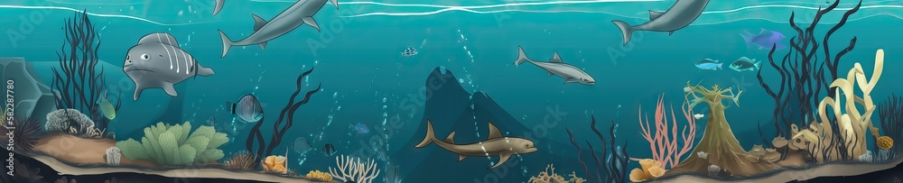 Beach City Skyline, Wide format for Banners or another purposes, with ...