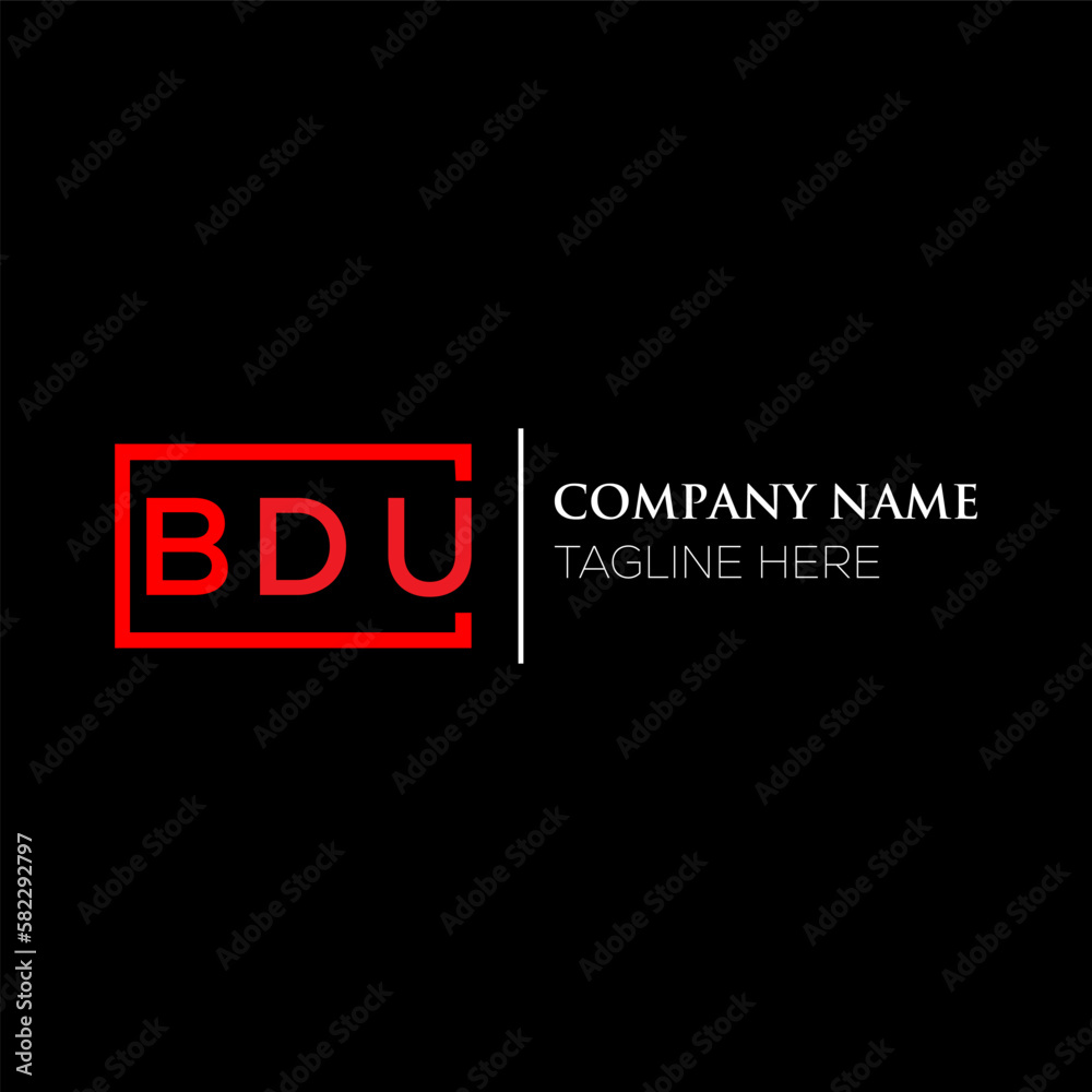BDU letter logo design on black background. BDU creative initials ...