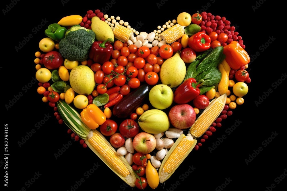 Foods shaped like hearts serve as a symbol of healthy eating and a ...
