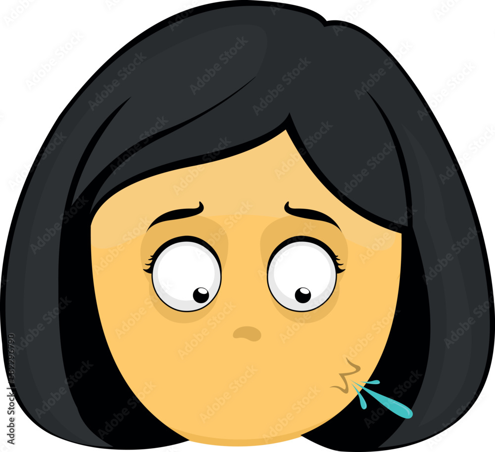 vector illustration emoticon of a woman face cartoon yellow color ...