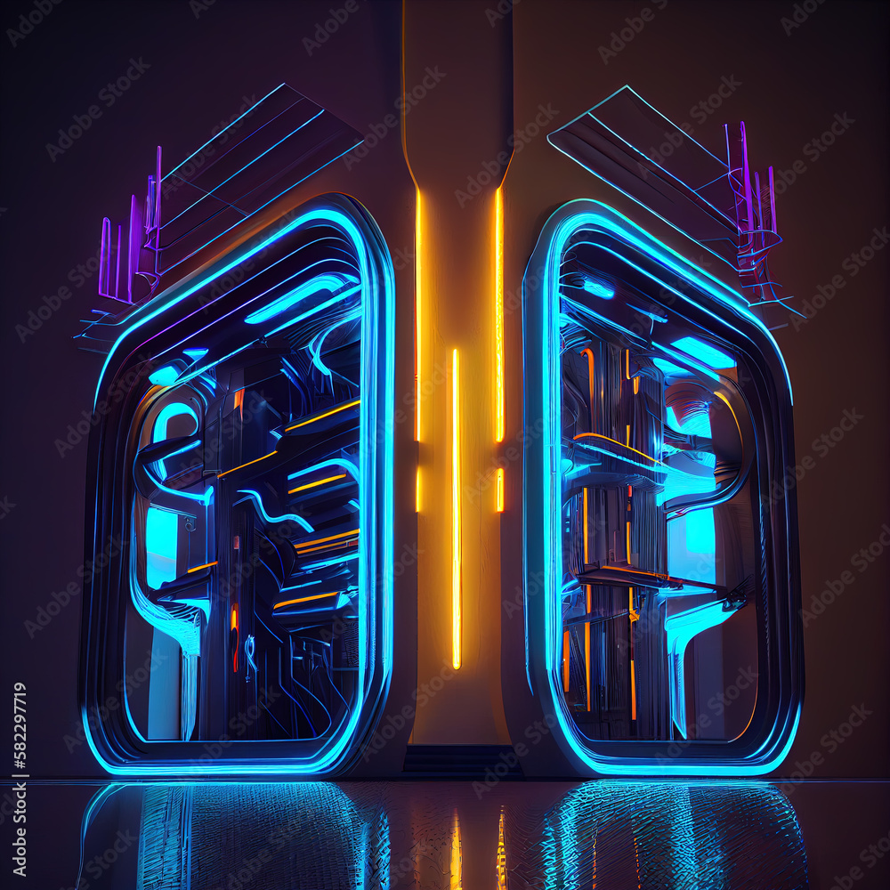 glow cyber datas server, Cloud computing technology concept. Smart city ...