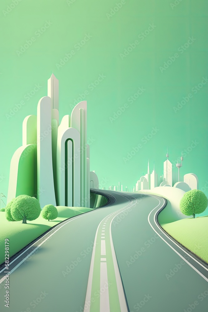 Modern green sustainable highway, city background. Generative AI Stock ...