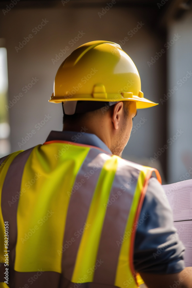 Engenheiro de costas olhando para o canteiro de obras arquiteto ...