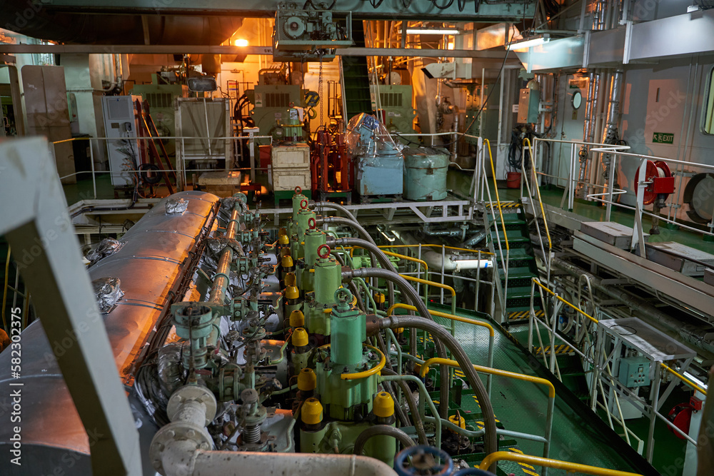 Ship's engine room. Vessel's ( Ship ) Engine Room Space / industrial ...