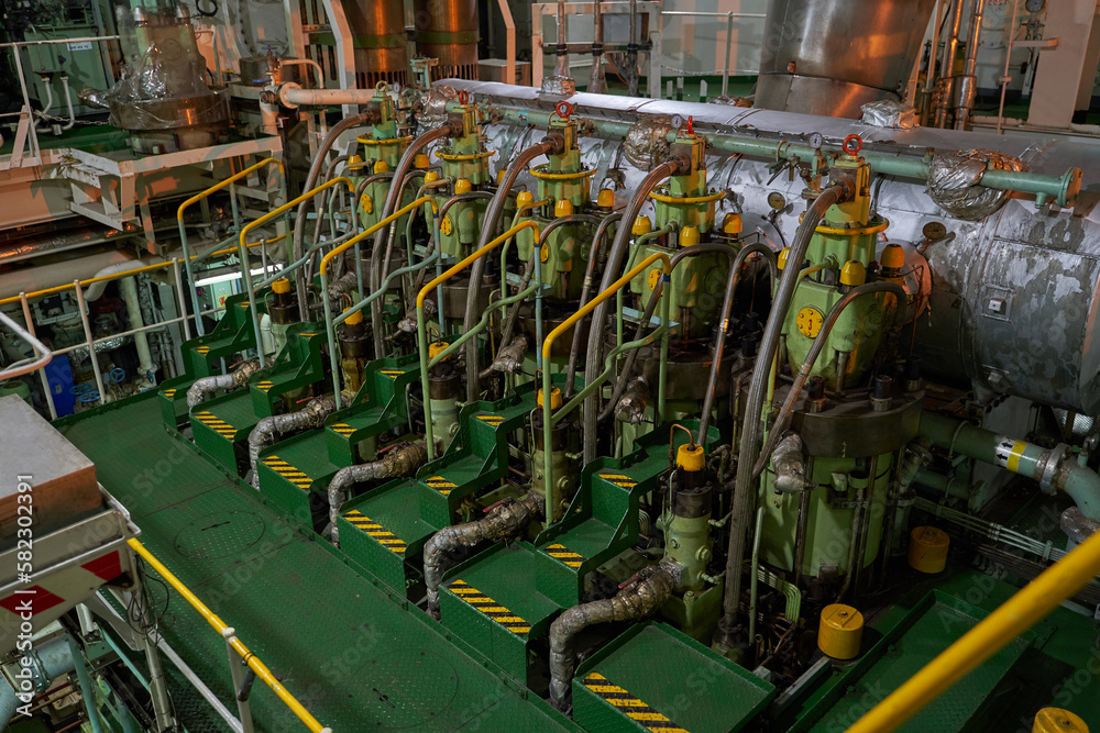 Ship's engine room. Vessel's ( Ship ) Engine Room Space / industrial ...