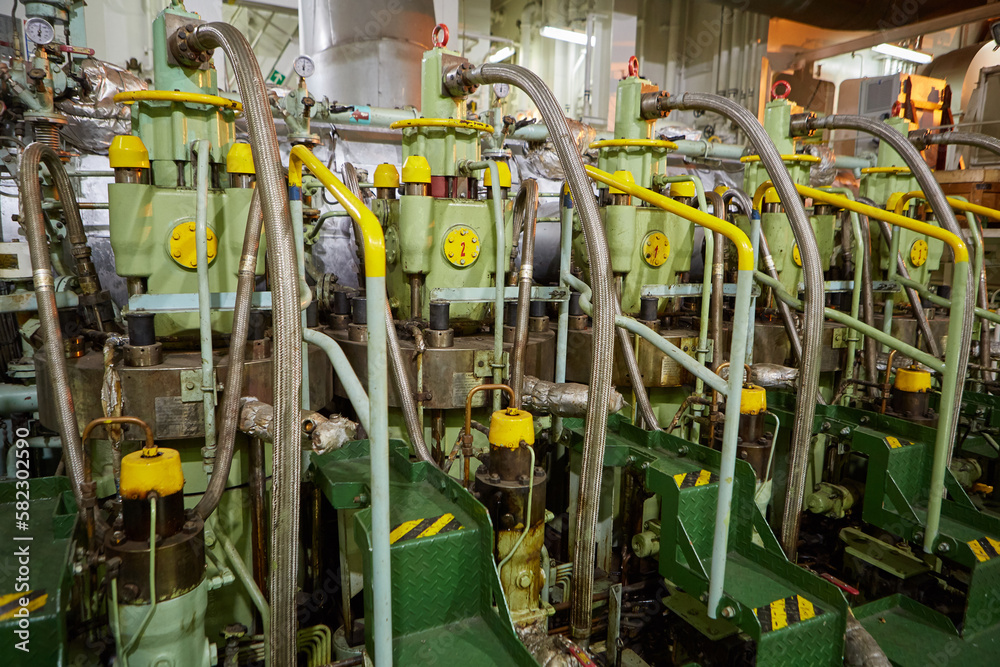 Ship's engine room. Vessel's ( Ship ) Engine Room Space / industrial ...