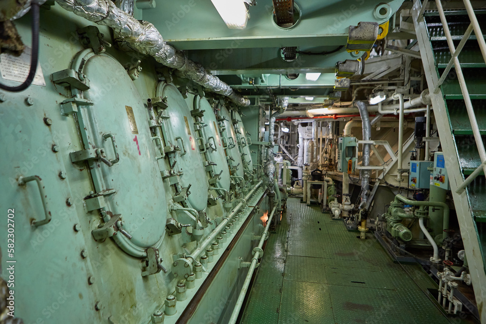 Ship's engine room. Vessel's ( Ship ) Engine Room Space / industrial ...