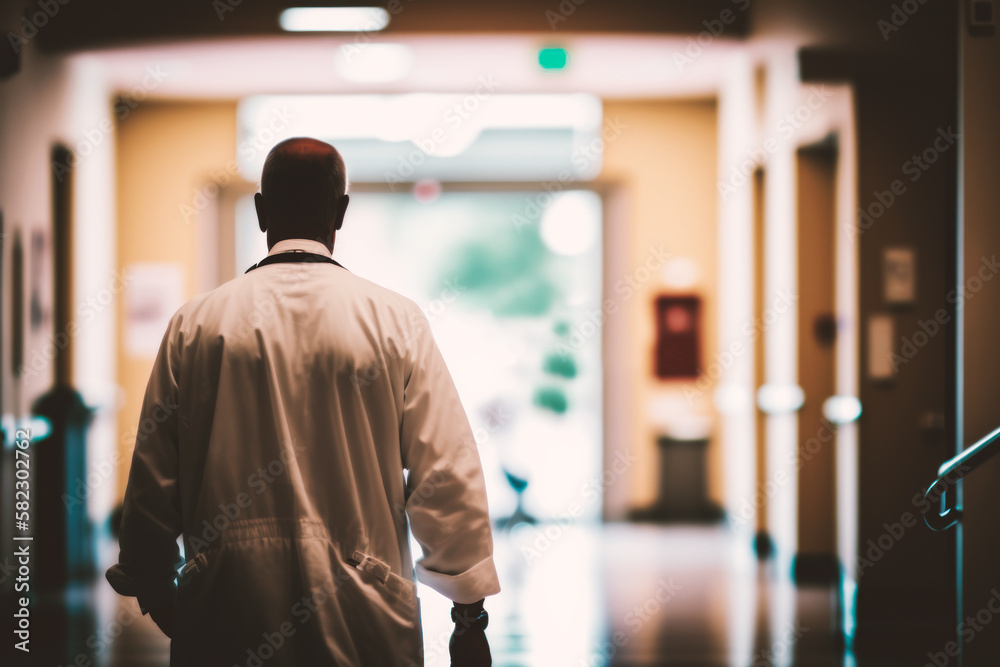 Medical Doctor Walking on the Hospital hallway to bring good news to ...