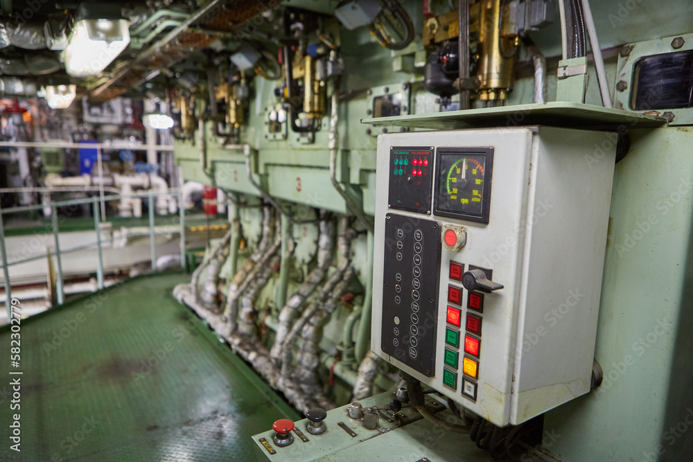 Ship's engine room. Vessel's ( Ship ) Engine Room Space / industrial ...