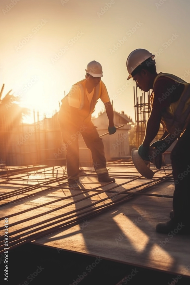 Operários trabalhando na construção civil engenheiros arquitetos ...