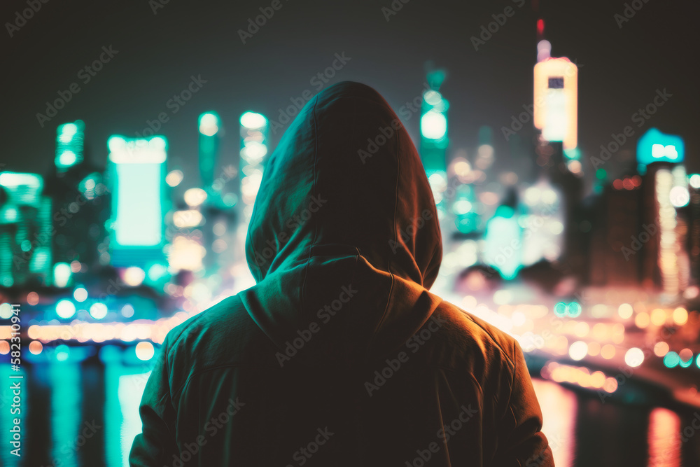 A skilled hacker overlooks the city, poised to take control from his ...