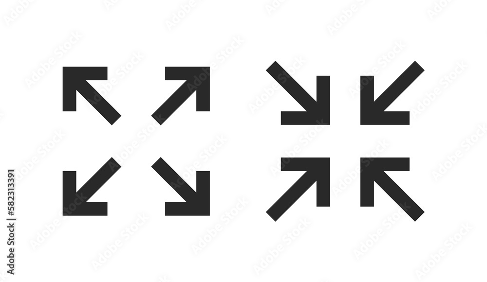 Fullscreen pictogram arrow size icon. Full screen bigger extend video ...