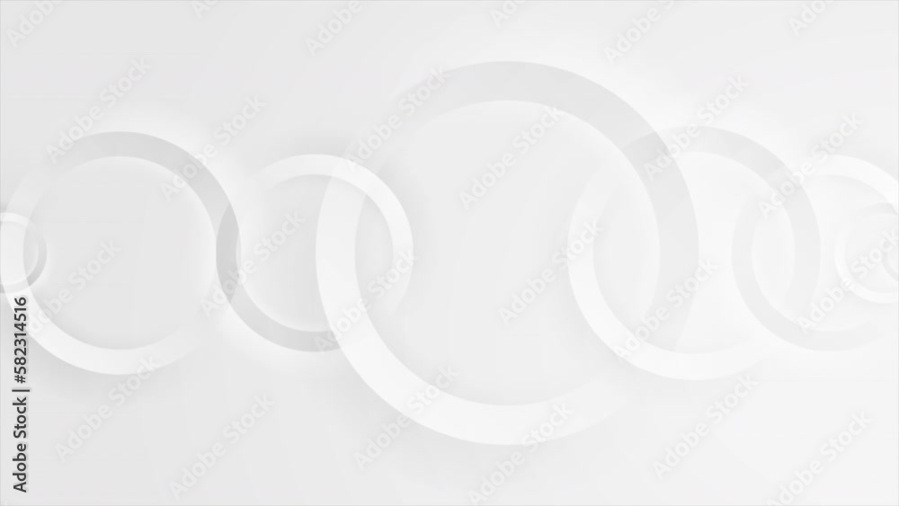White grey geometric tech background with glossy circles. Seamless looping motion design. Video ...