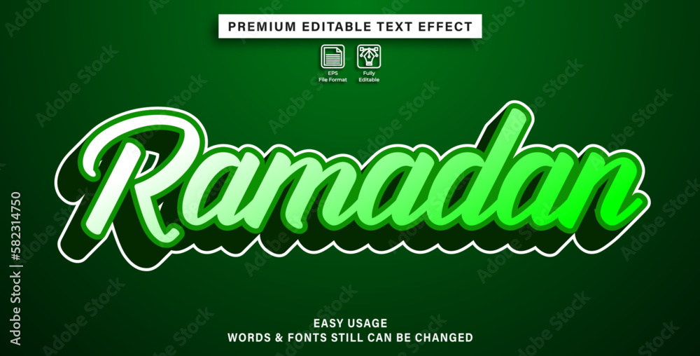 Text effect with examples of ramadan writing Stock Vector | Adobe Stock