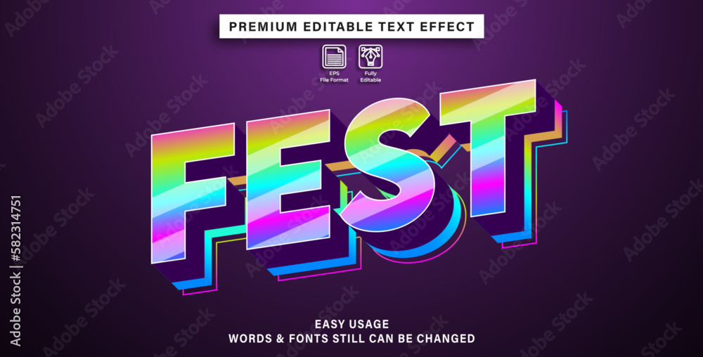 Text effect with examples of fest writing Stock Vector | Adobe Stock