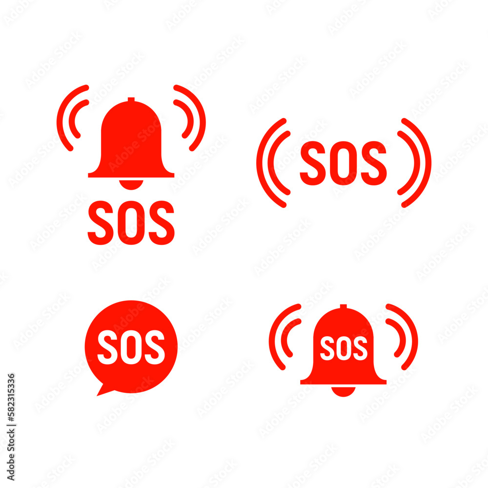 Sos icon emergency alarm button. SOS sign symbol lifebuoy rescue ...