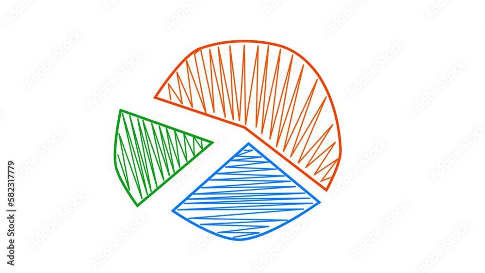 Circular diagram with three parts animated on white background. hand ...