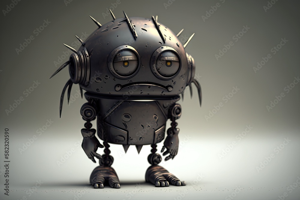 metal sad robot with bent hands and miserable look, created with ...