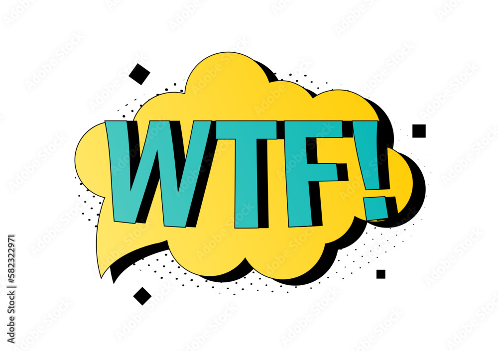 Retro speech bubble wtf. Cool design for comics. Abstract superheroe ...