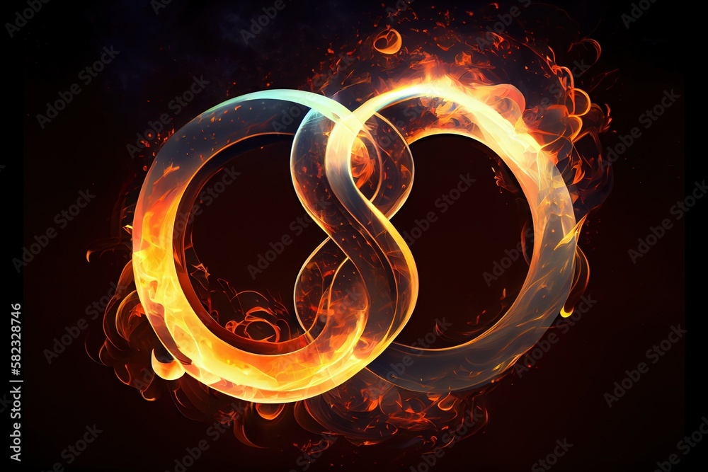 Abstract infinite shape on fire. Eternity concept. Generative AI ...