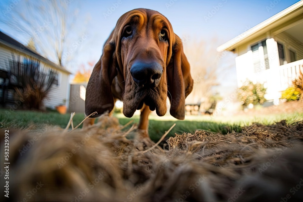 Noble Bloodhound with Wrinkled Face and Long Ears, created with ...