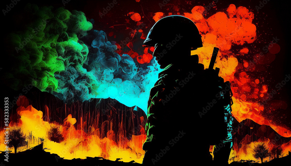 Soldier Amidst the Smoke: A Tribute to the Realities of War ilustración ...