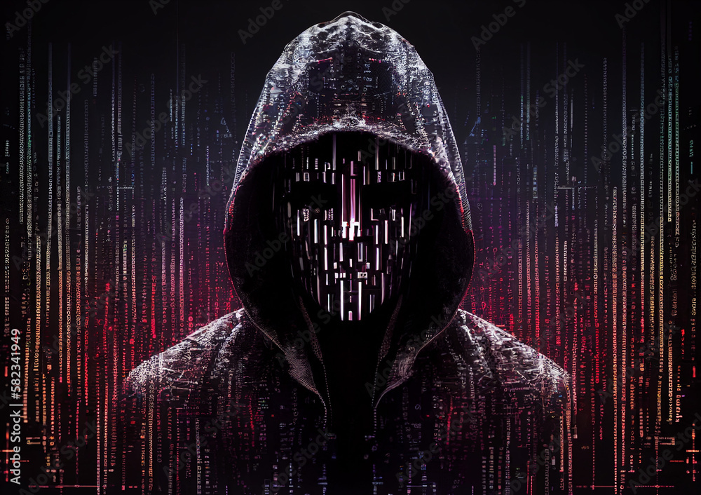 Portrait of anonymous hacker. Concept of hacking cybersecurity ...