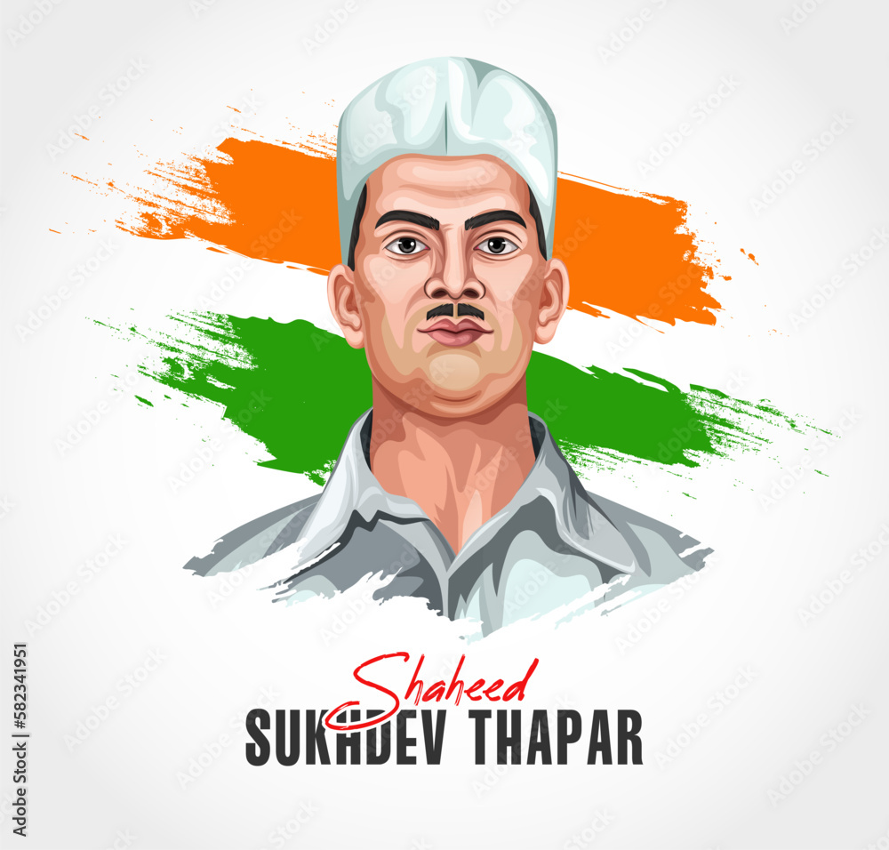 Freedom Fighter and National Hero of India Sukhdev. Vector illustration ...