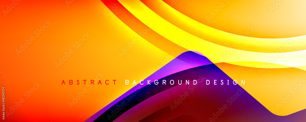 Trendy simple fluid color gradient abstract background with dynamic wave line effect. Vector ...